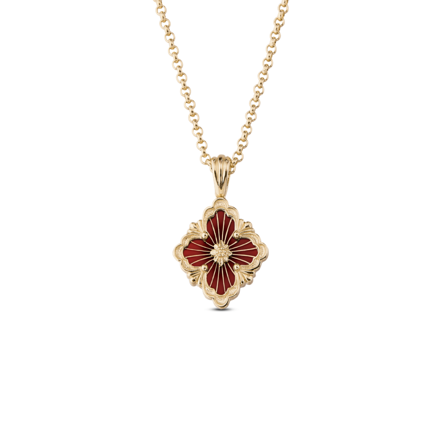 Artisan Vintage Clover Lace Pendant Necklace – Sterling Silver, 18K Go